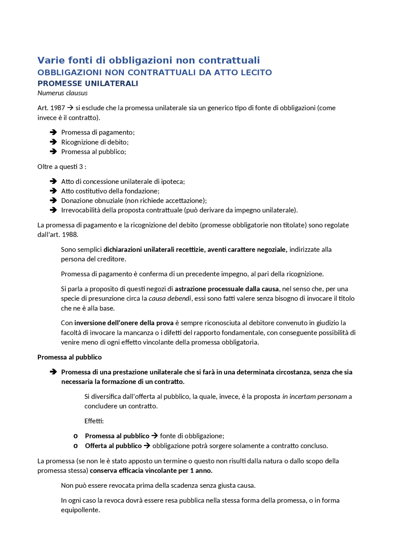 Riassunto Obbligazioni Extracontrattuali Trabucchi Docsity