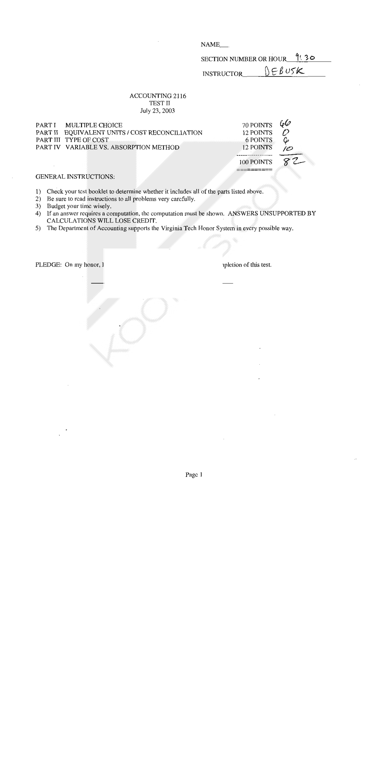 Solved Questions On Principles Of Accounting Exam 2 Acis 2116