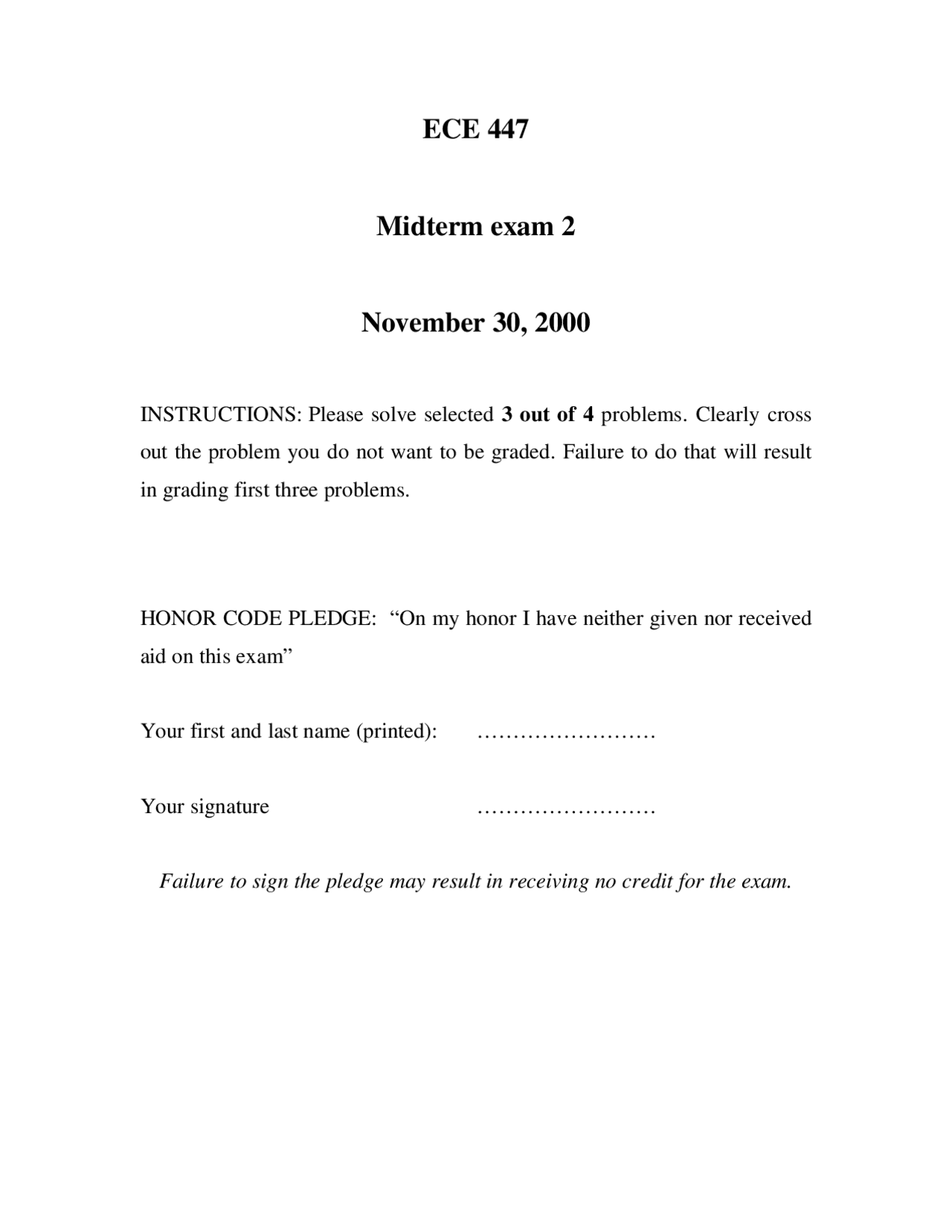 4 Solved Problems Midterm Exam 2 Electrical And Computer Engineering