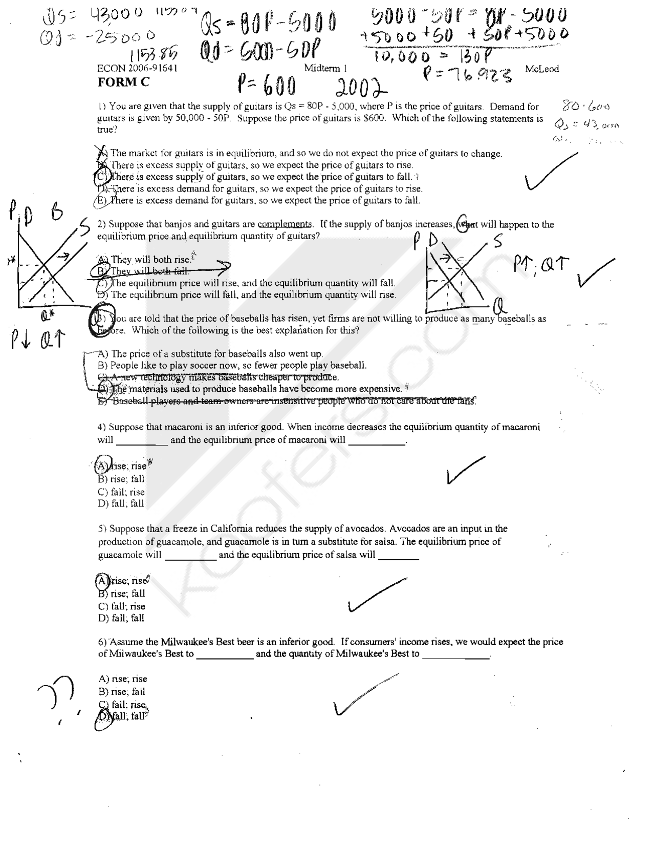 Midterm Exam With Answer Key Principles Of Economics Econ 2006
