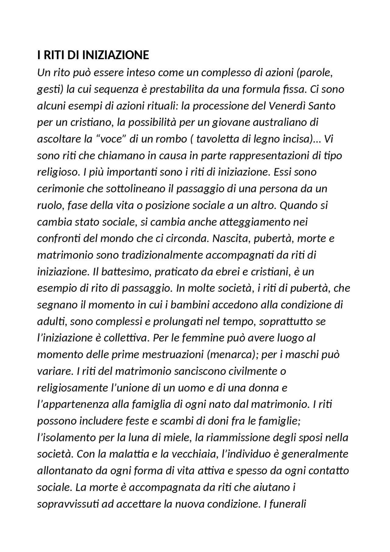 I Riti Di Iniziazione Docsity