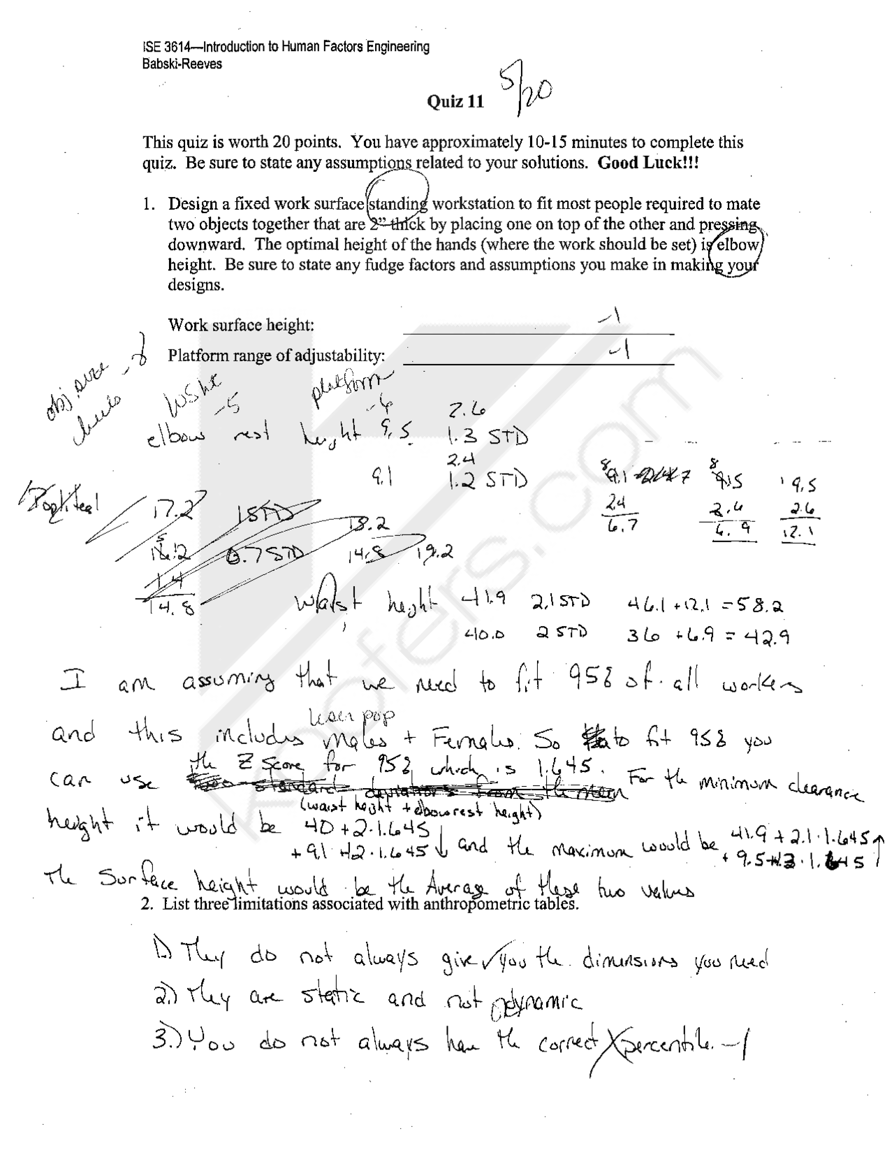Solved Quiz 11 Questions Quiz 11 Human Factors Ergon Engineering