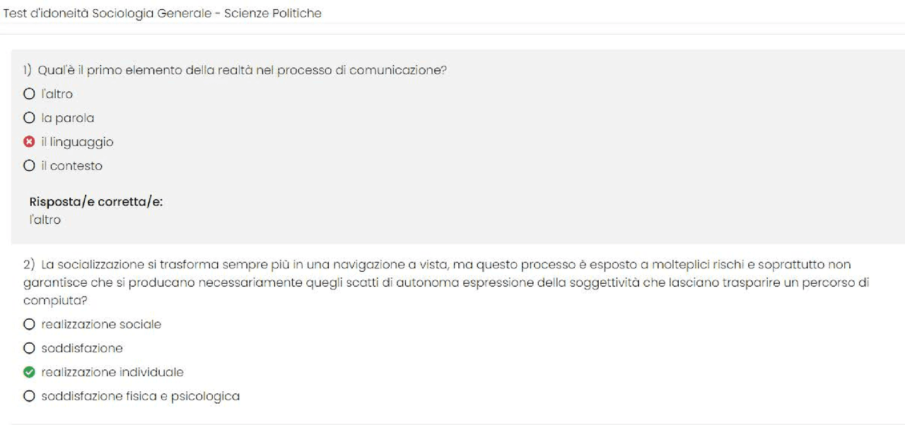 Test Sociologia Generale Docsity