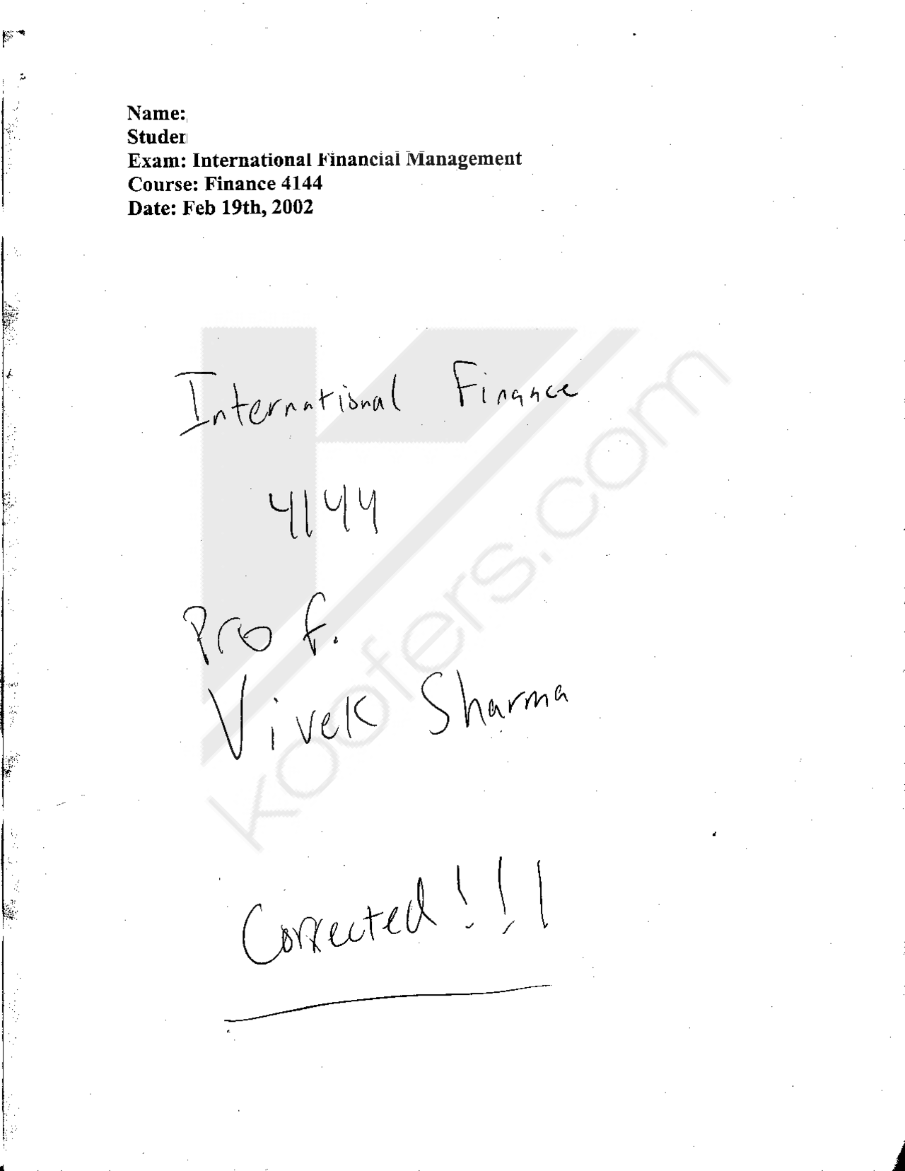 Exam Questions With Answers International Financial Management Fin
