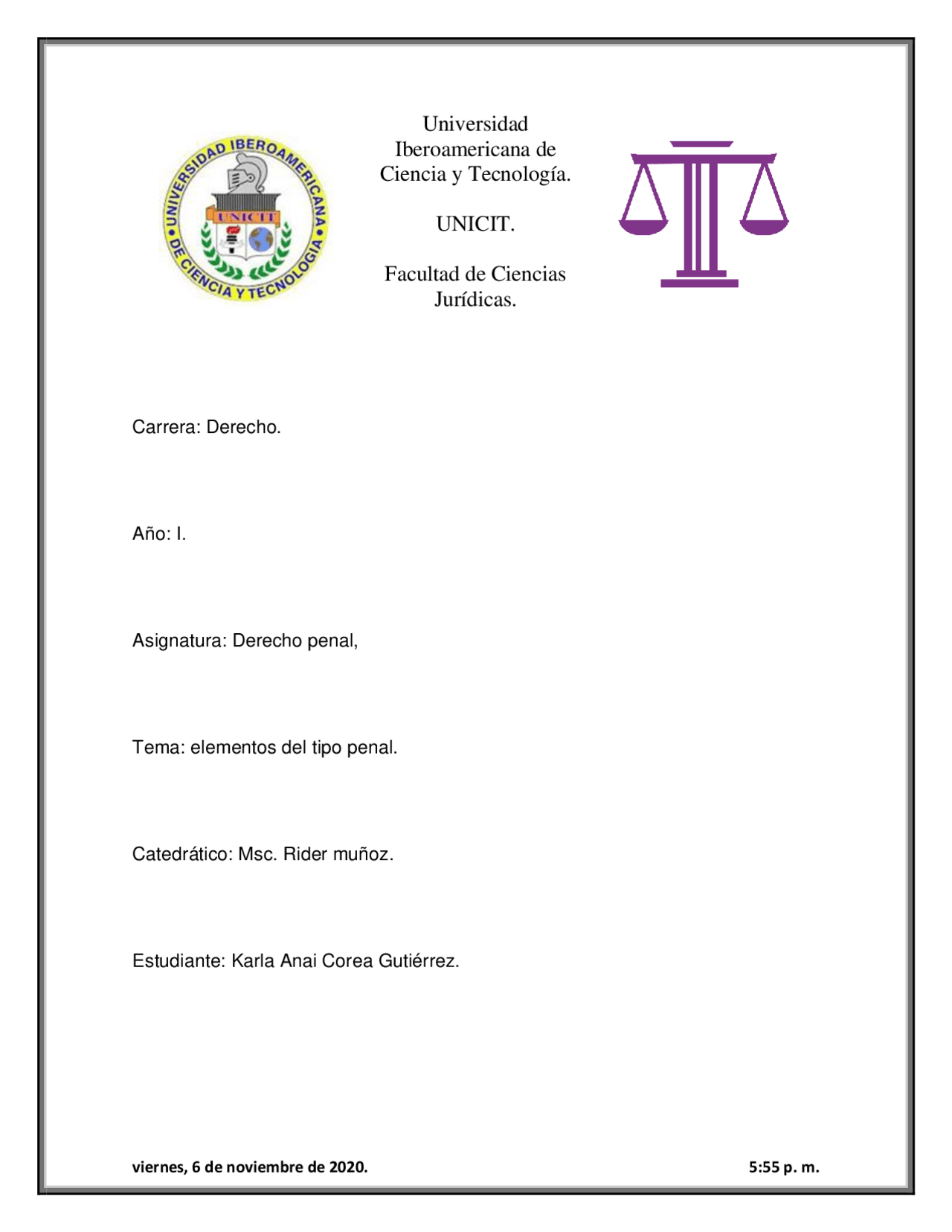 Elementos del tipo penal - Docsity
