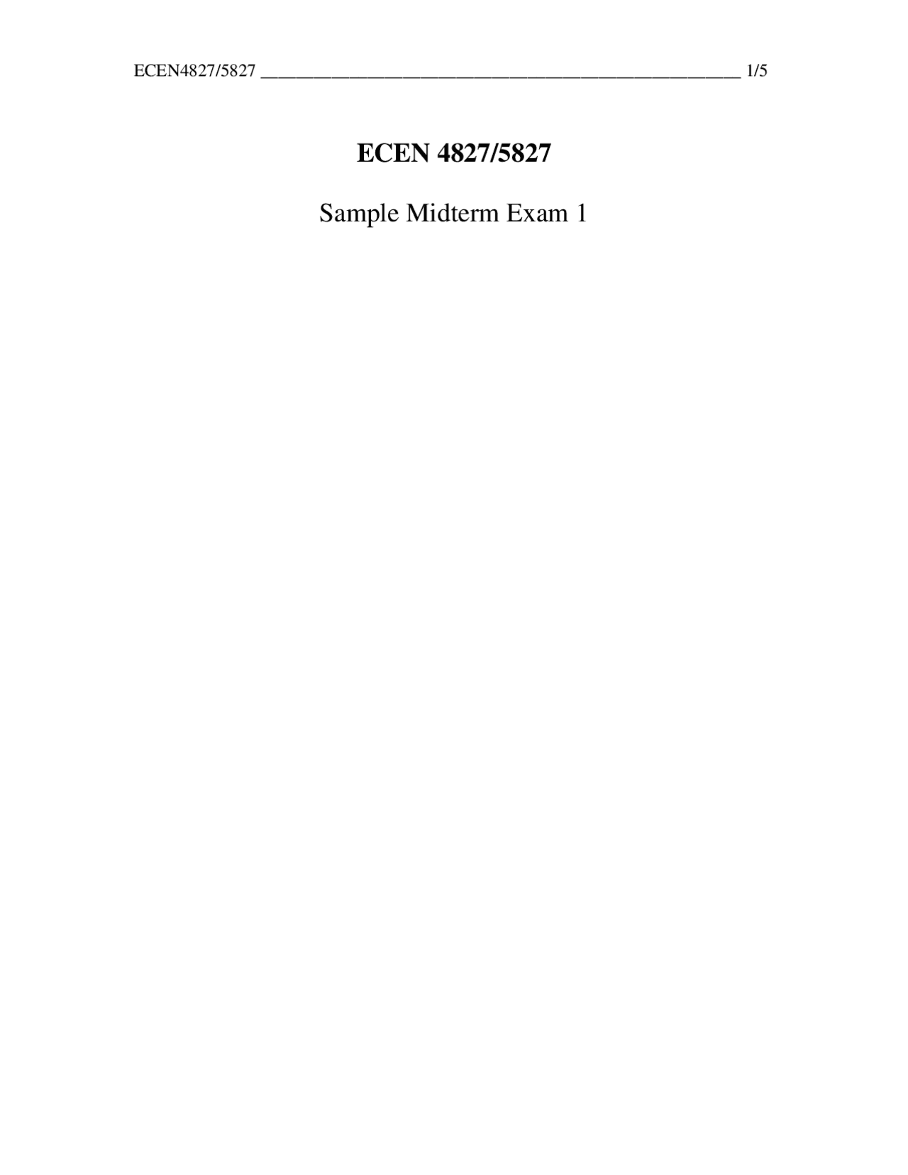Midterm Exam 1 Sample Analog Integrated Circuit Design Ecen 4827 Exams Electrical And