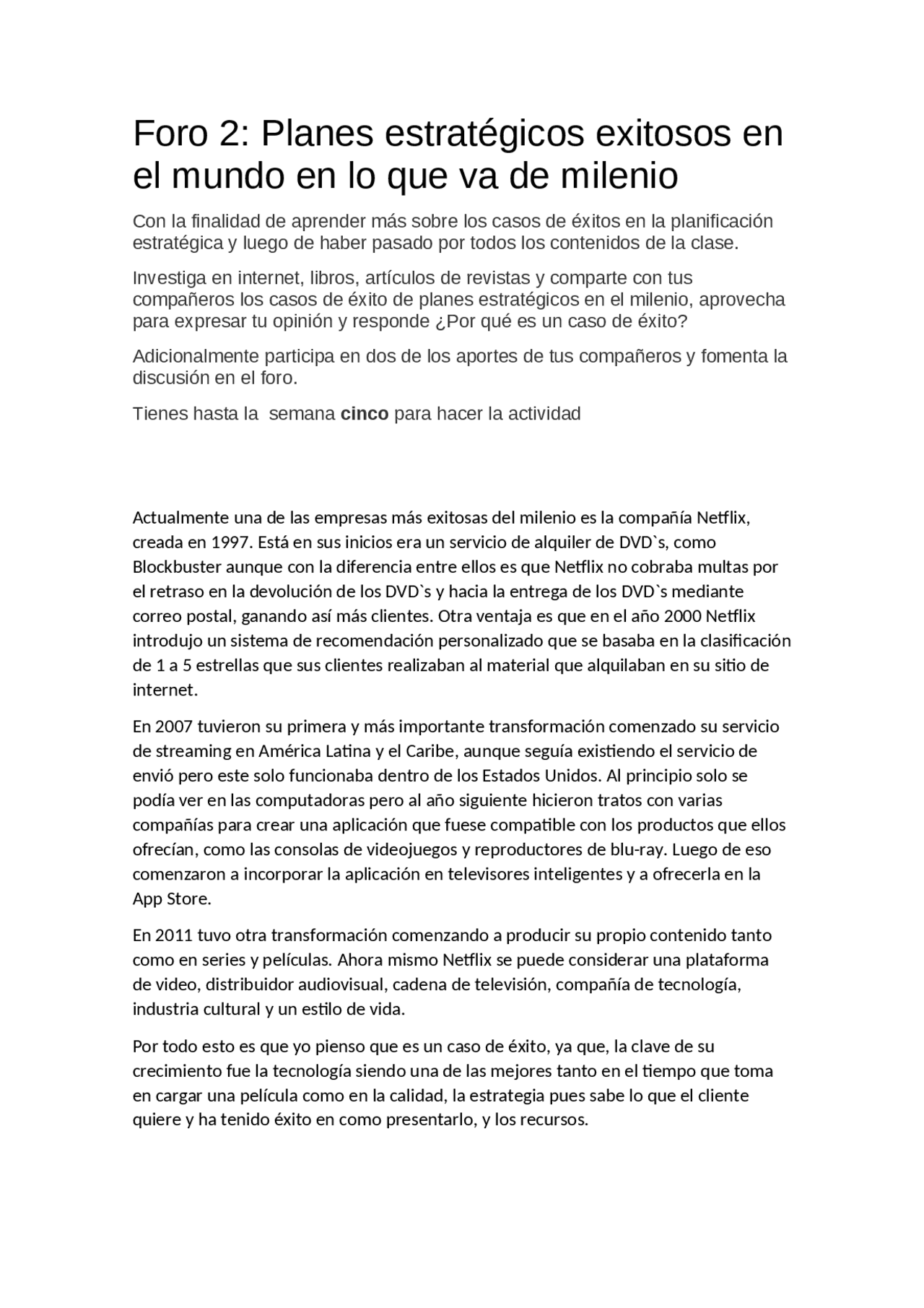 Planificación Estrategia De Netflix Docsity