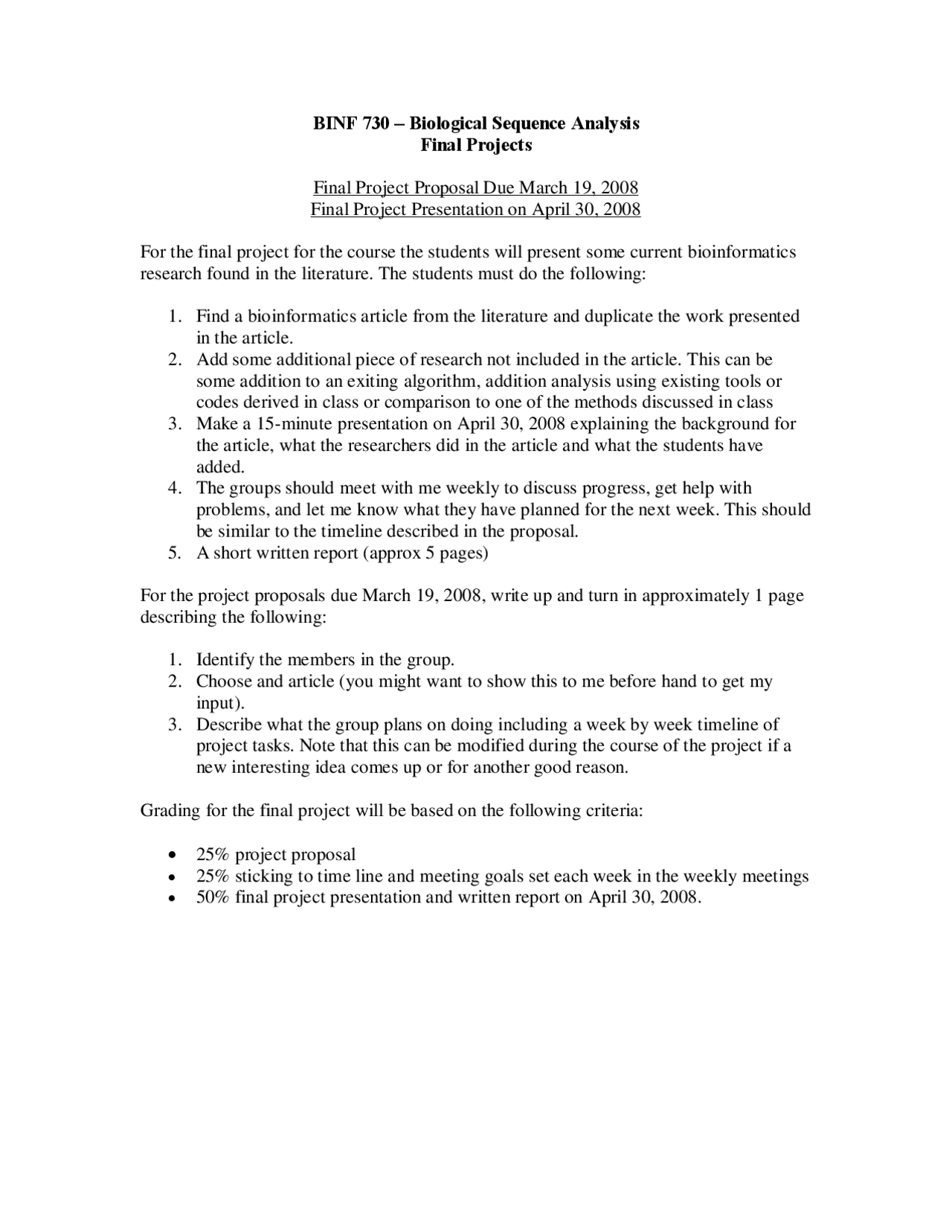 Biological Sequence Analysis Final Project Binf 730 Docsity