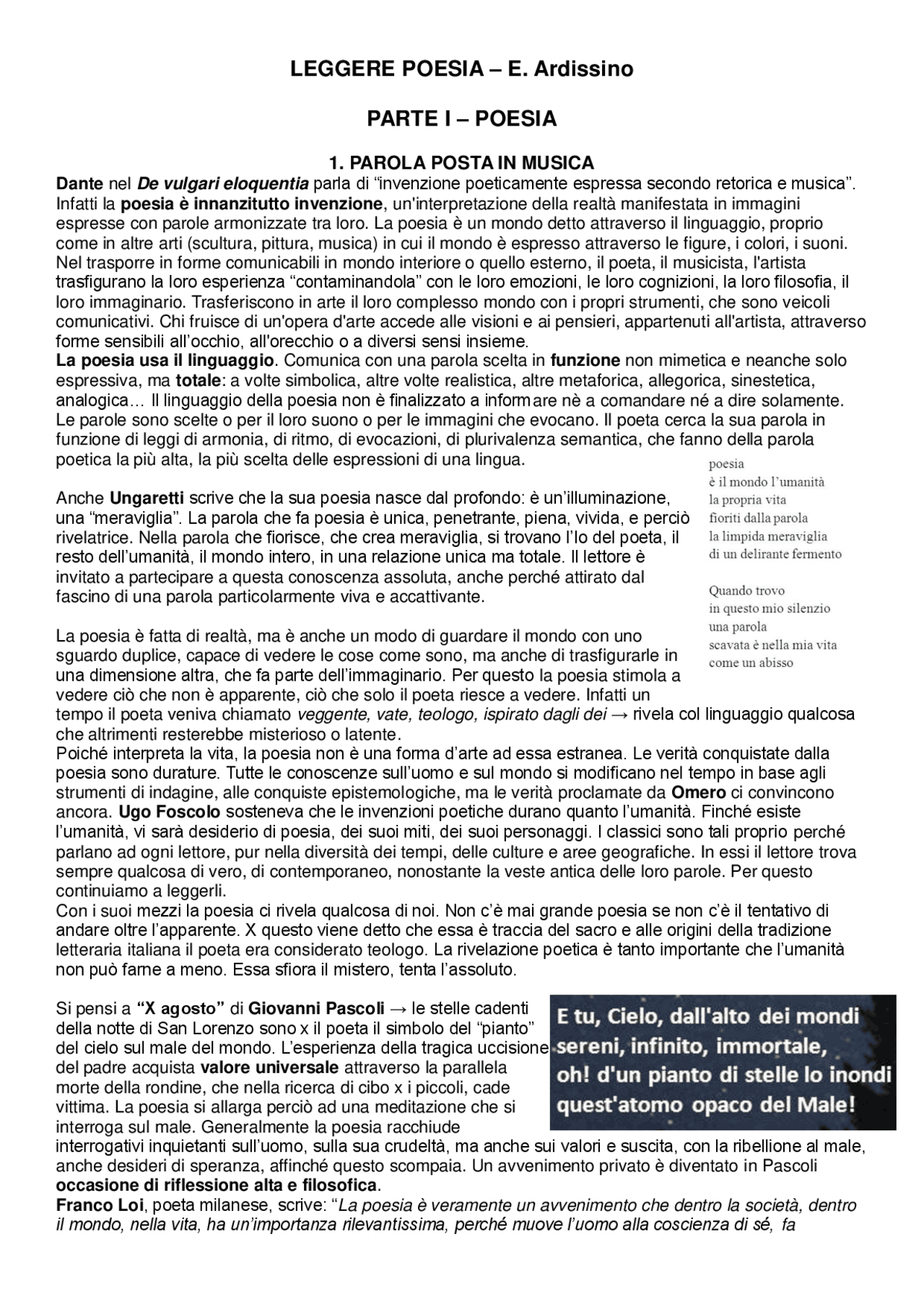 Leggere Poesia E Ardissino Docsity
