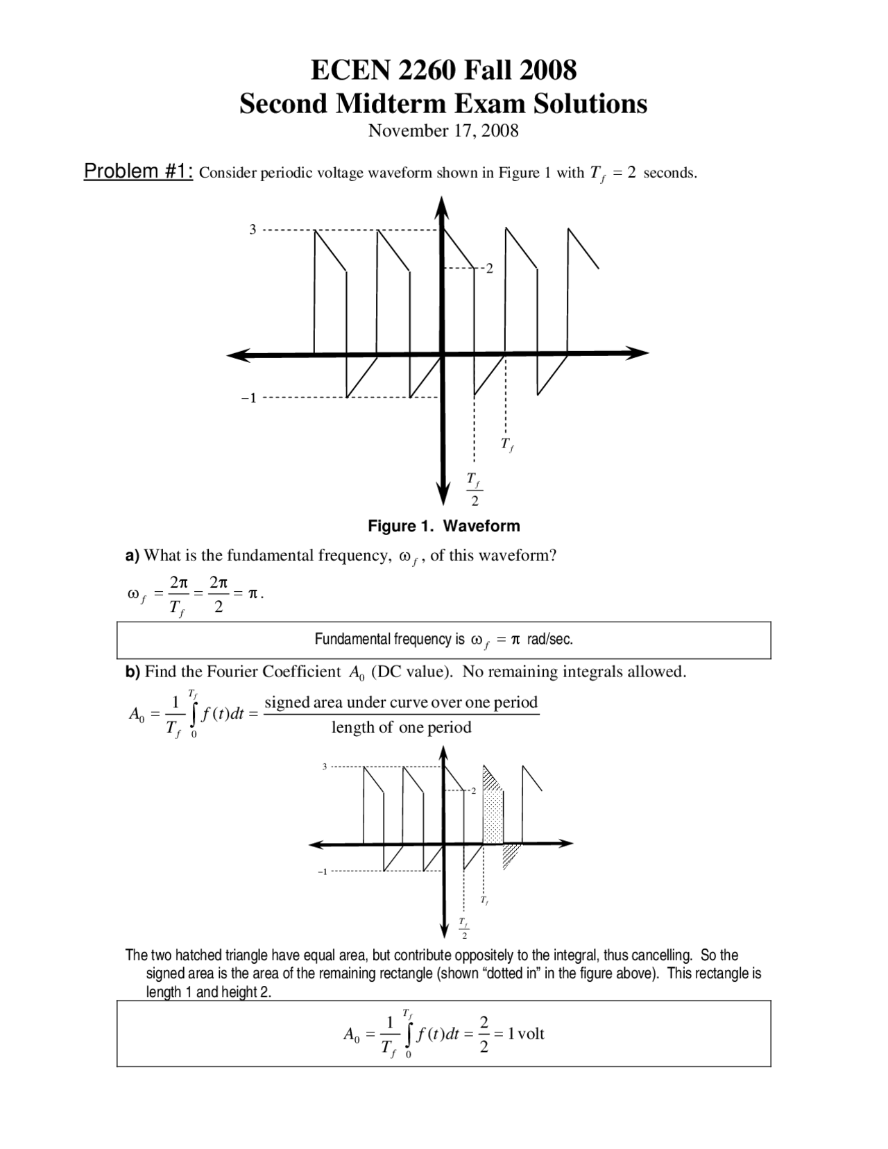 Solutions Midterm Exam 2 Circuits As Systems Ecen 2260 Docsity