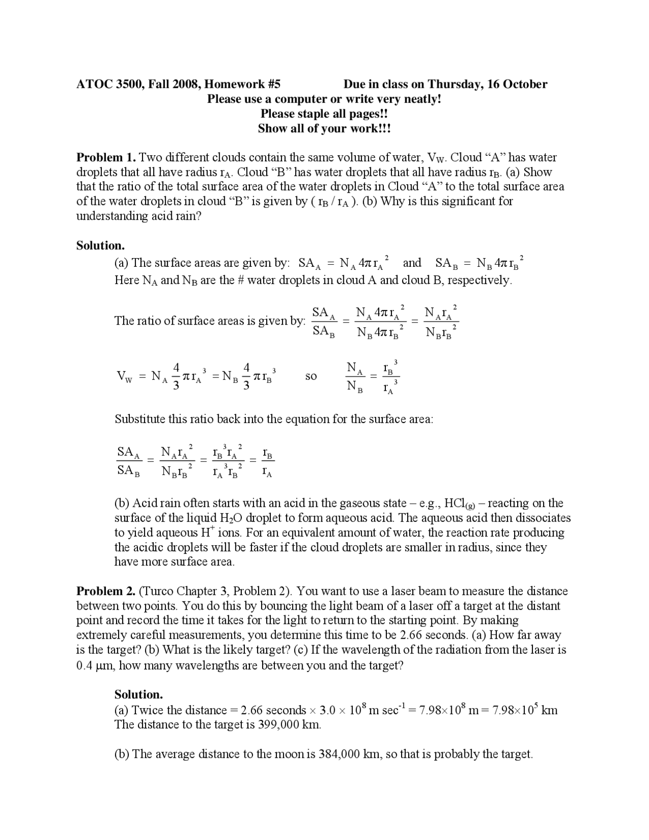 Understand Acid Rain Find Wavelength Solved Assignment Chemistry