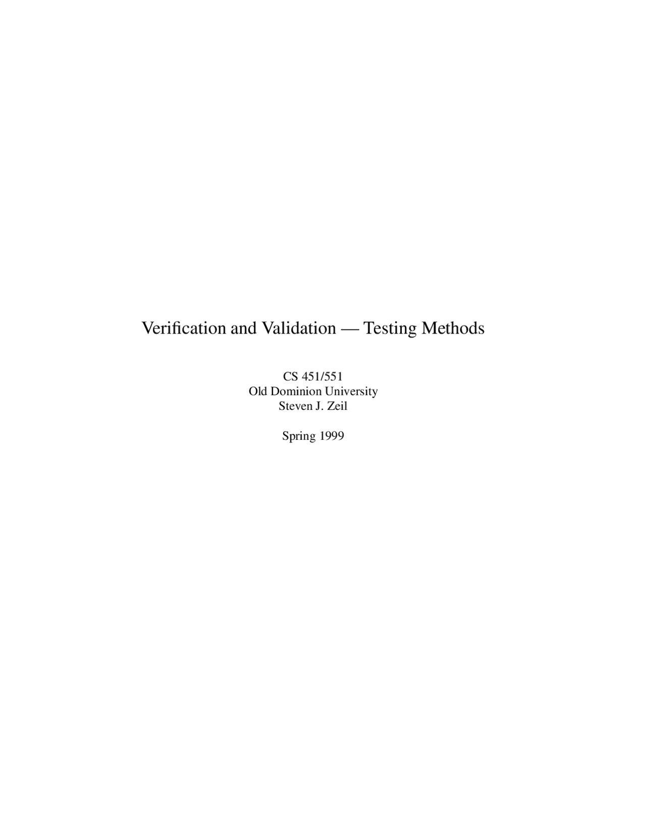 Verification And Validation Testing Methods Project Cs 451 Docsity