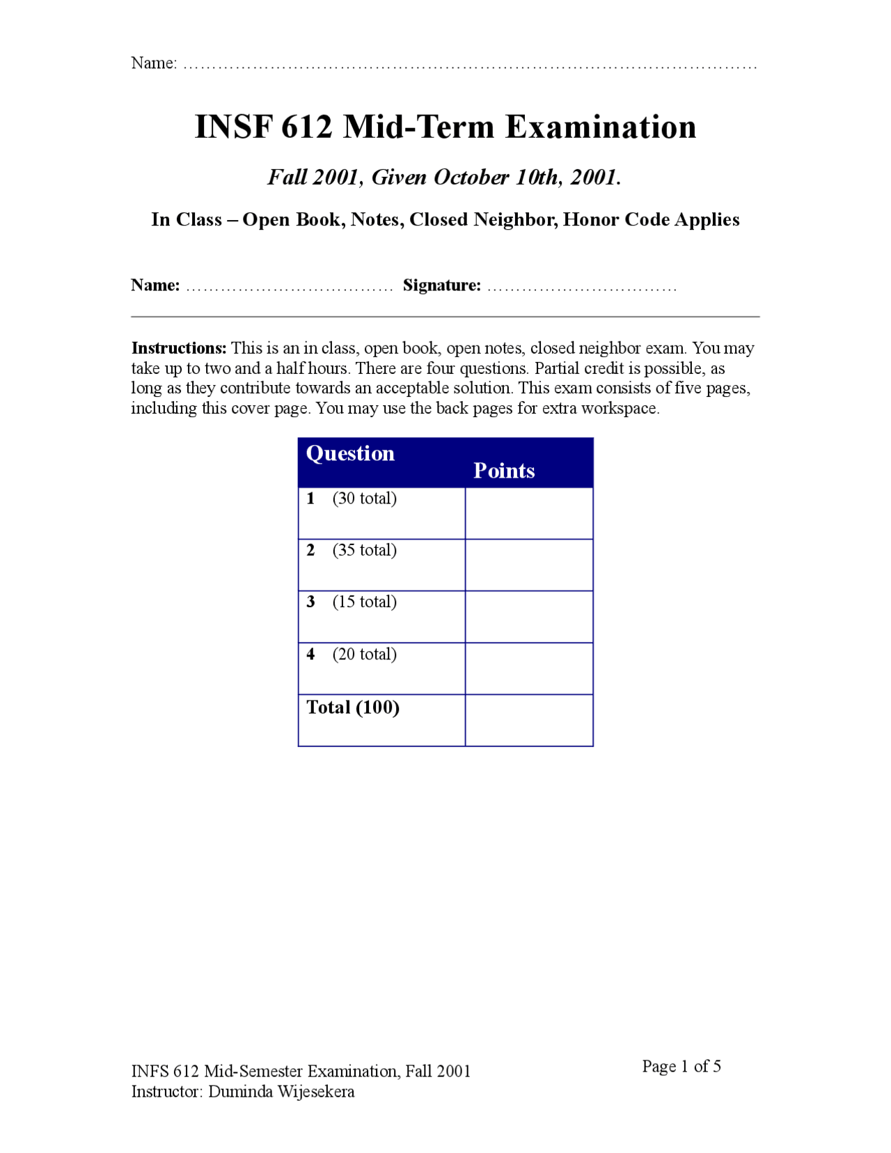 4 Questions Midterm Exam Principles Practices Communication Networks