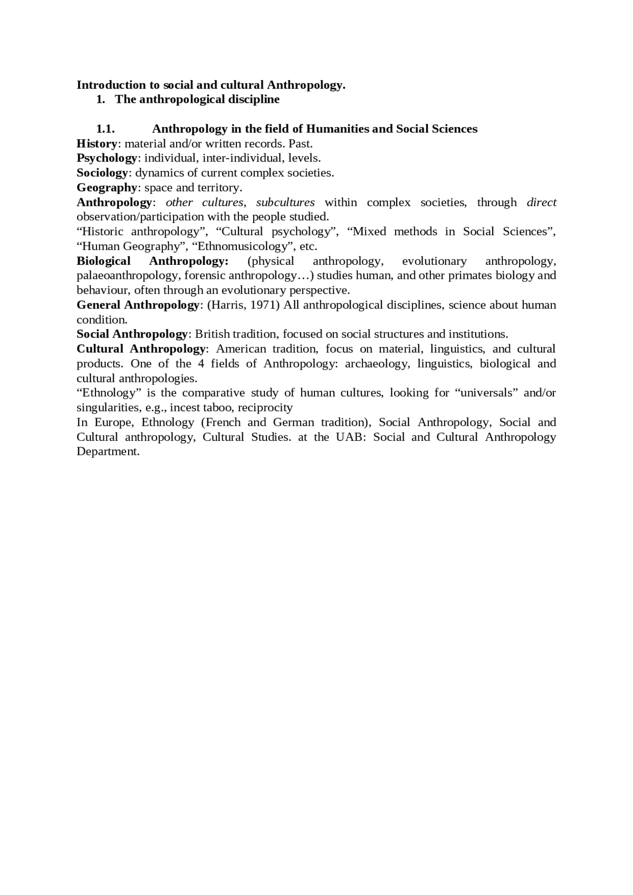 Introduction to social and cultural Anthropology. - Docsity