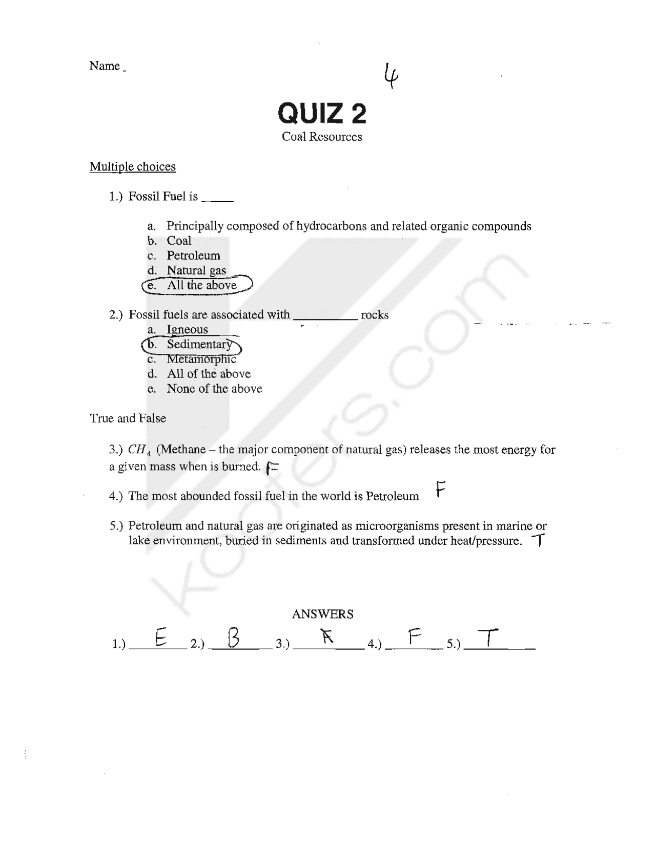 Questions With Answer Elements Of Geology Quiz 2 Geol 2104 Docsity