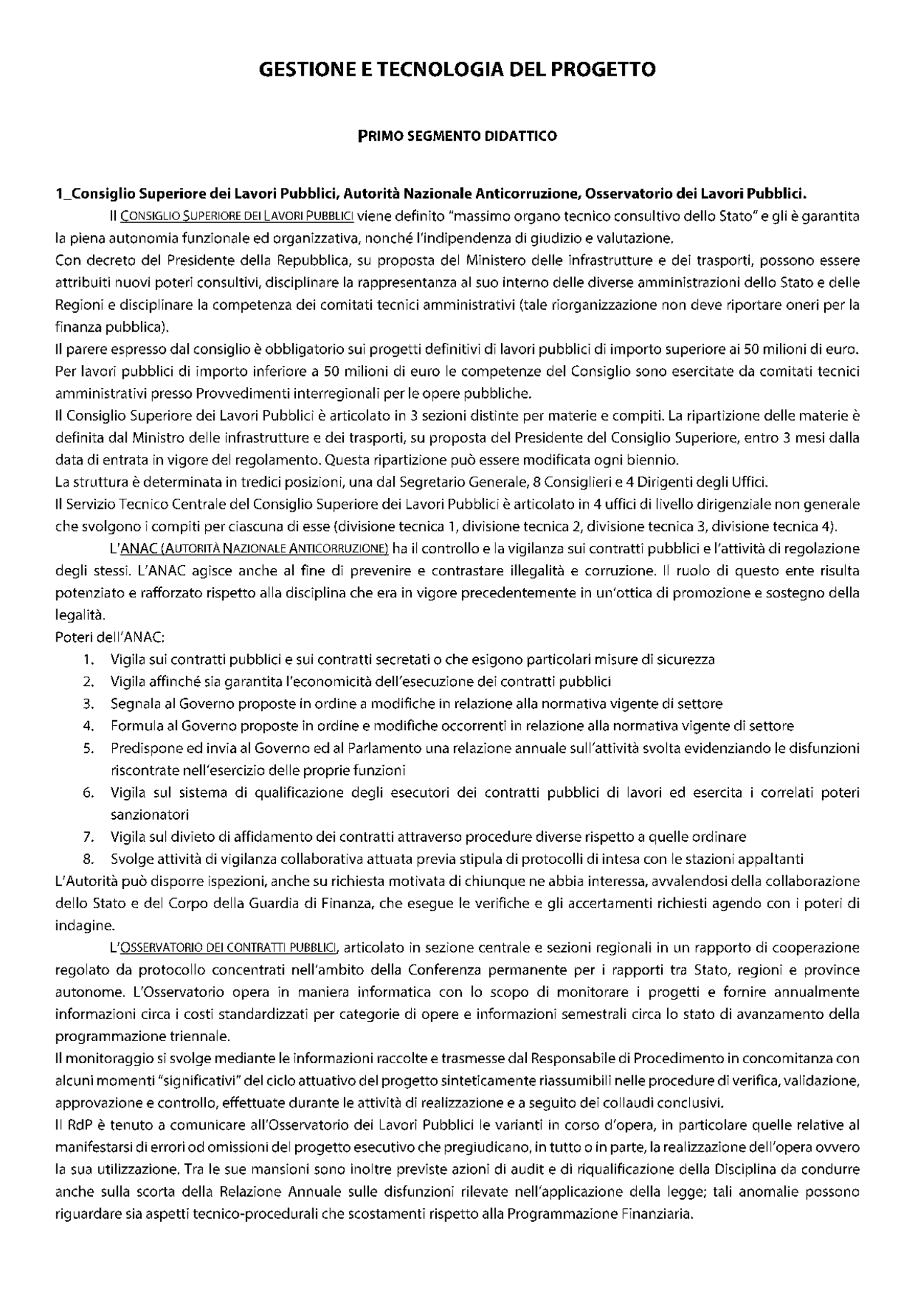 Domande Primo Modulo Gestione E Tecnologia Del Progetto Docsity