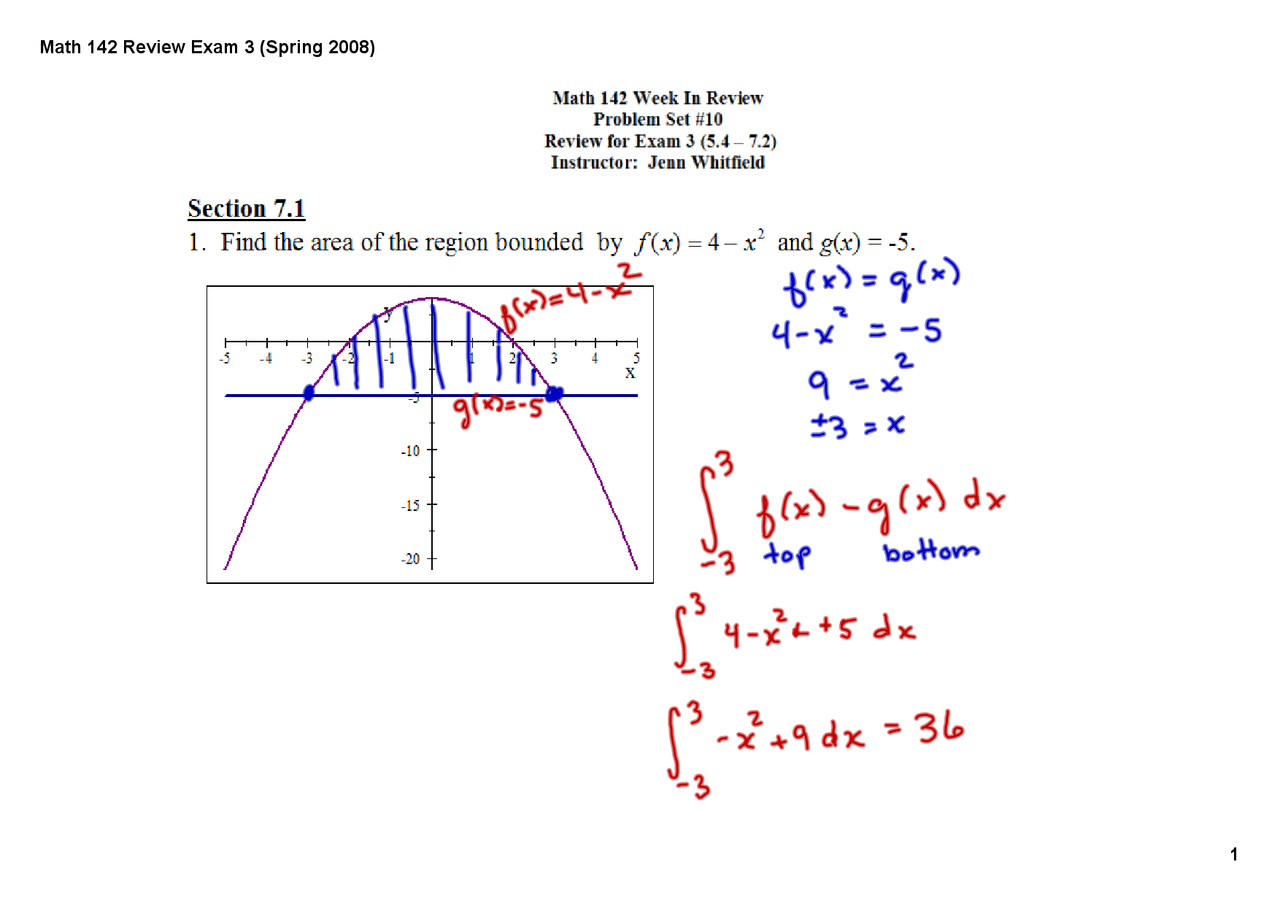 Solutions For Review Exam 3 Business Mathematic Ii Math 142 Docsity