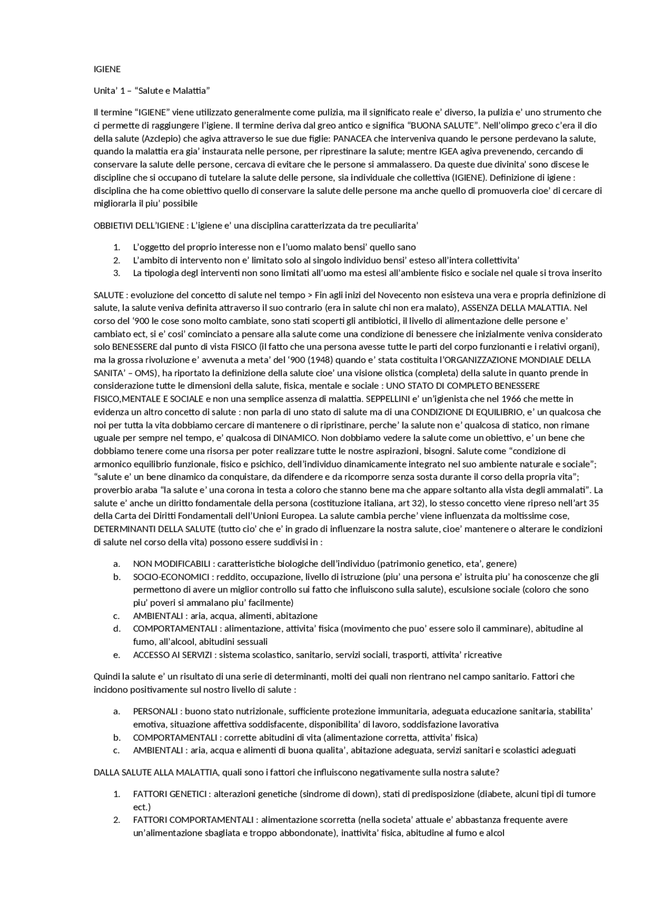 Igiene Completo Unibo Docsity