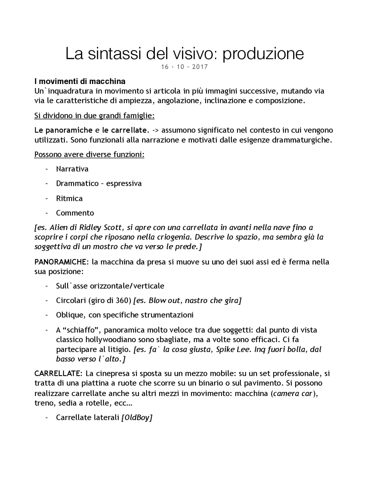 La sintassi del visivo, produzione appunti - Docsity