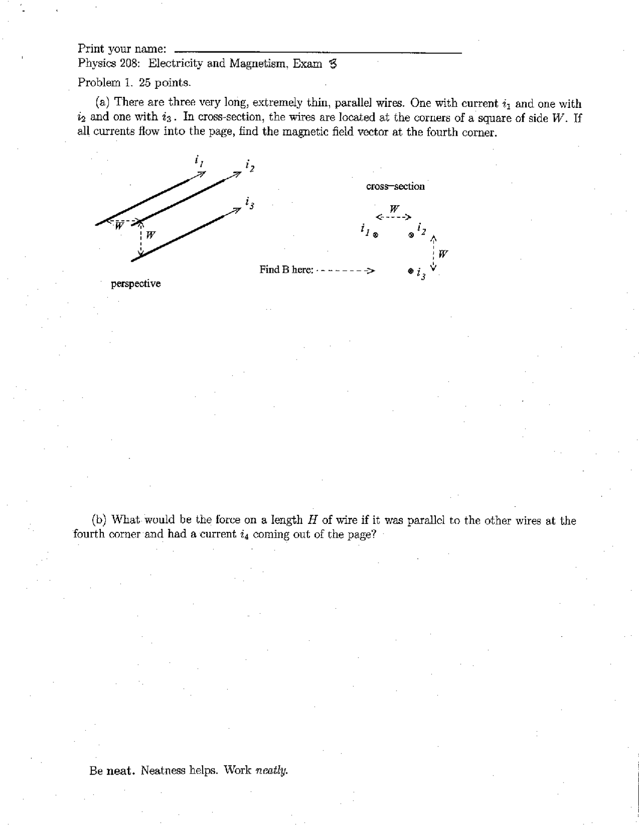Exam 3 For Electricity And Magnetism Phys 208 Docsity