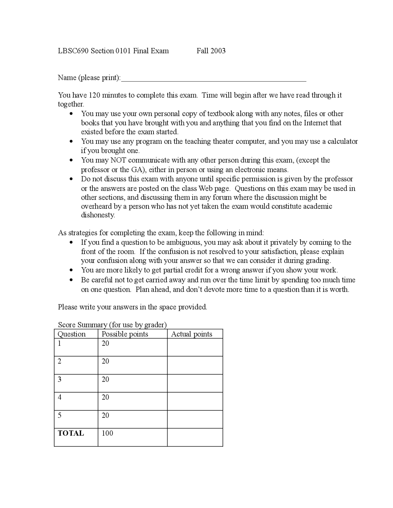 5 Questions on Information Technology - Final Exam | LBSC 690 - Docsity