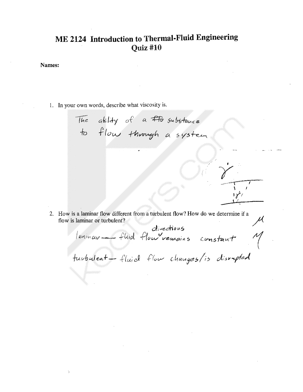 Quiz 10 Introduction Thermal Fluid Me 2124 Docsity