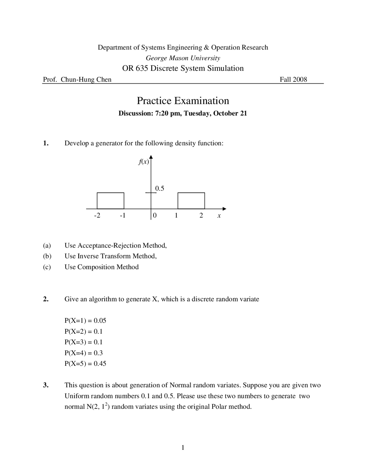 Practice Examination Discrete System Simulation Or 635 Docsity