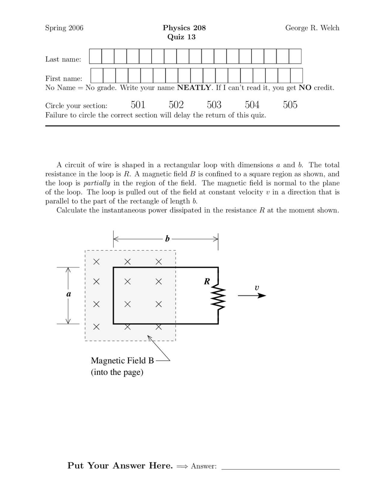 Solved Problems On Electricity And Optics Quiz 13 Phys 208 Docsity