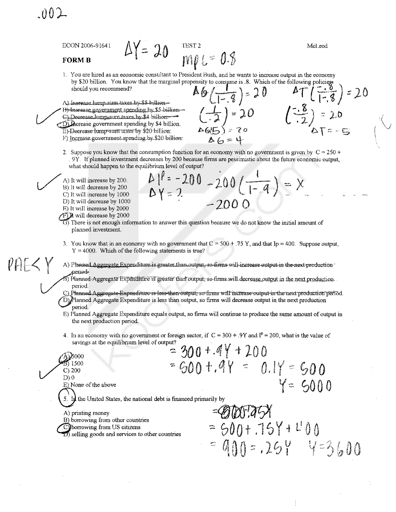 Test 2 Form B Principles Of Economics Econ 2006 Docsity