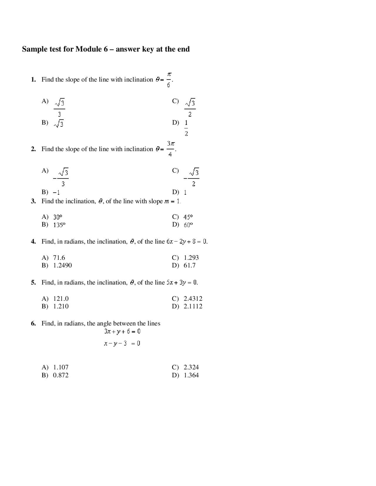 Sample Test For Module 6 Introduction To Flight Aero 201 Docsity