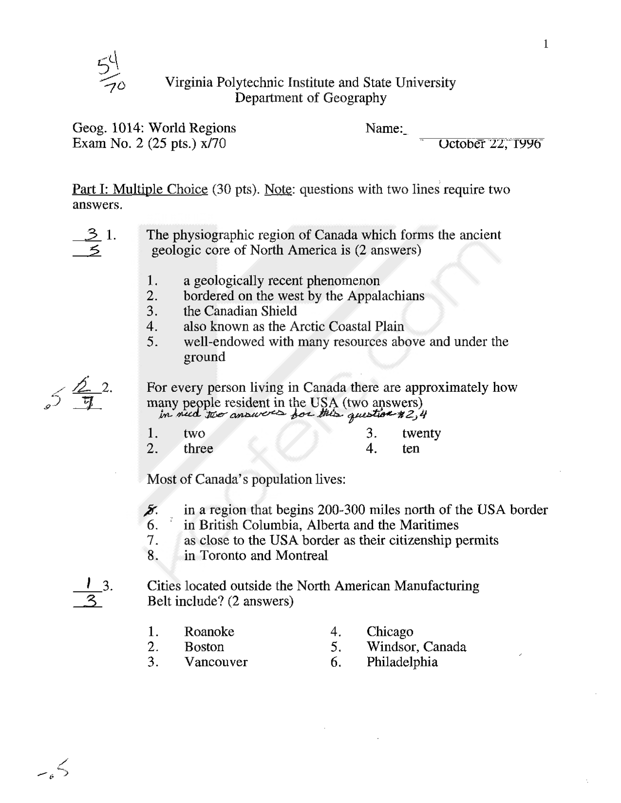 World Regions Solved Multi Choice Questions And Short Answers Geog