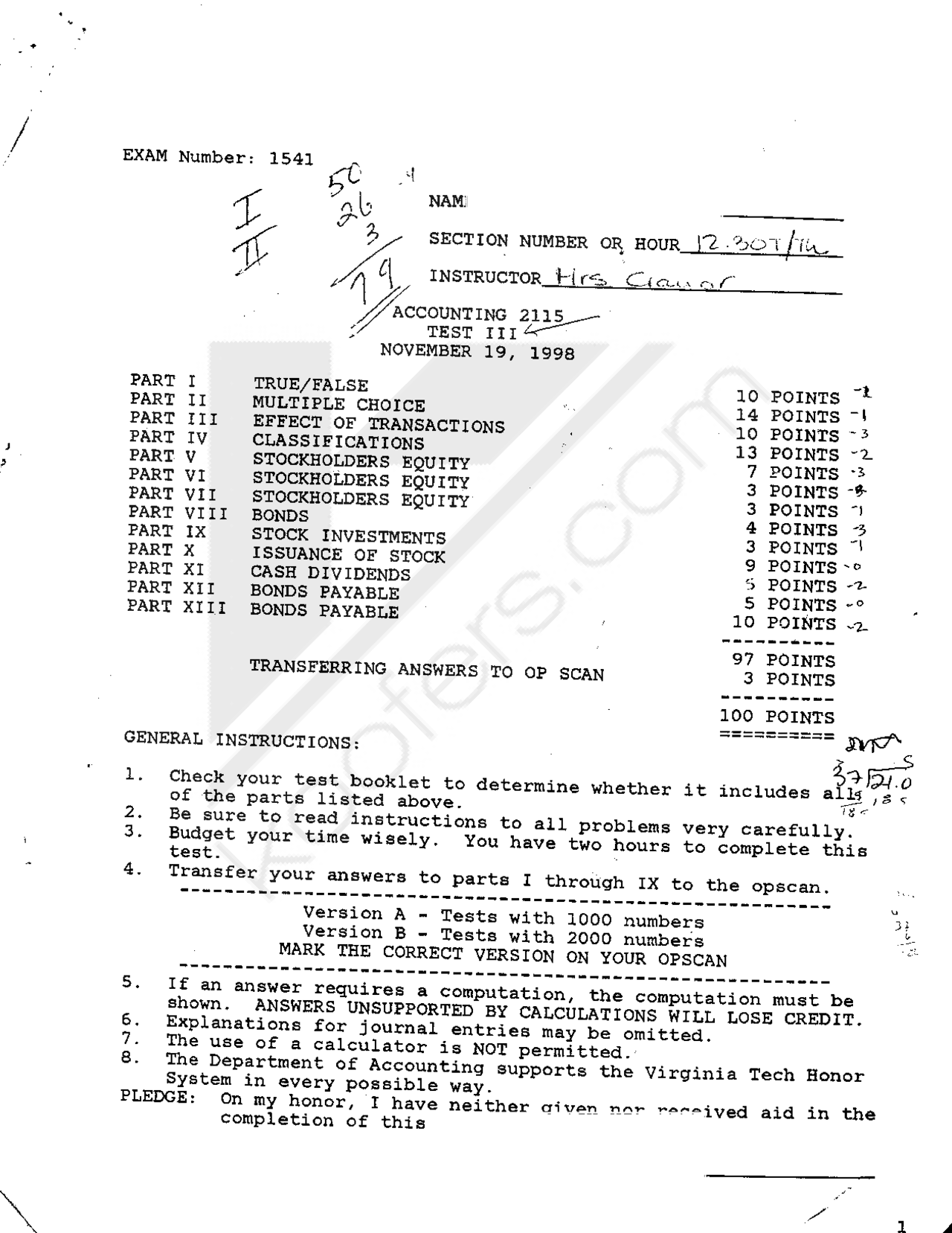 Exam 3 With Solution Principles Of Accounting Acis 2115 Docsity