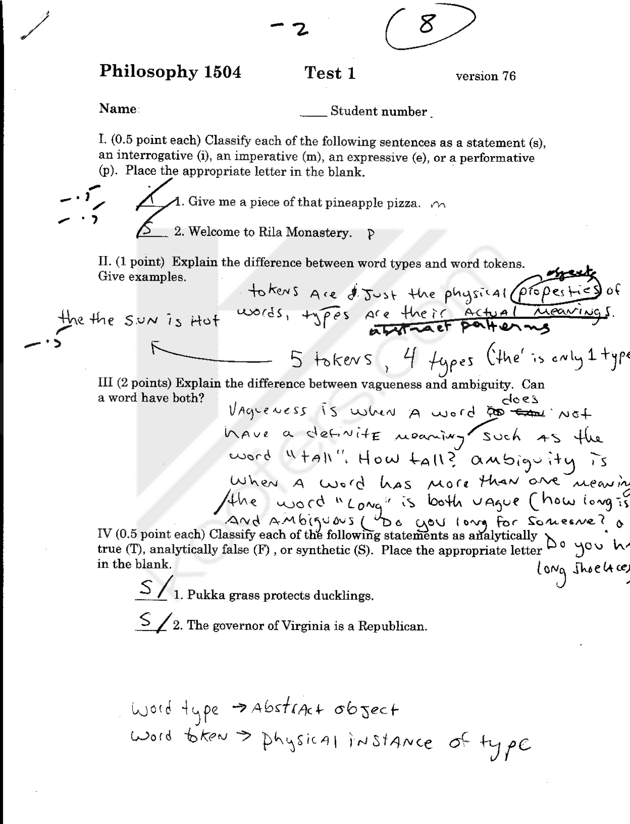 7 Questions With Answer For Exam 1 Language And Logic Phil 1504