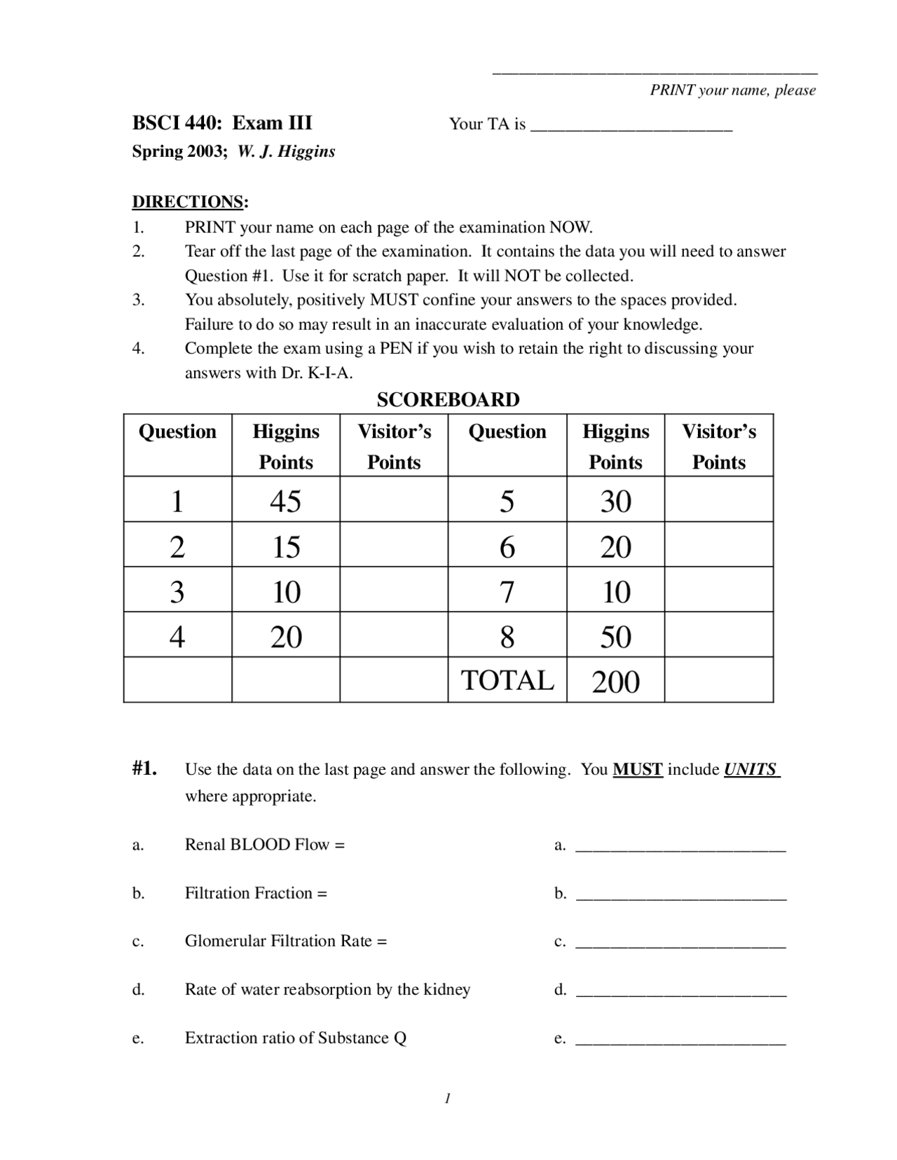 Exam 3 Unsolved Questions Mammalian Physiology Bsci 440 Docsity