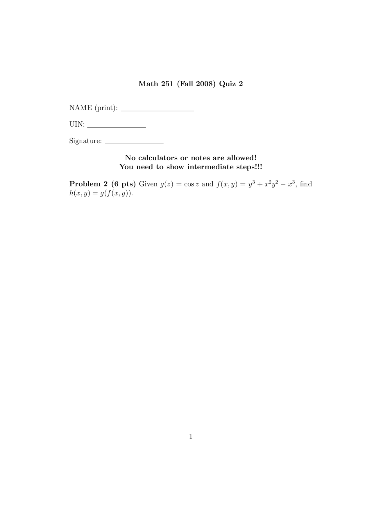 Engineering Mathematics Iii 2 Problems On Quiz Ii Math 251 Docsity