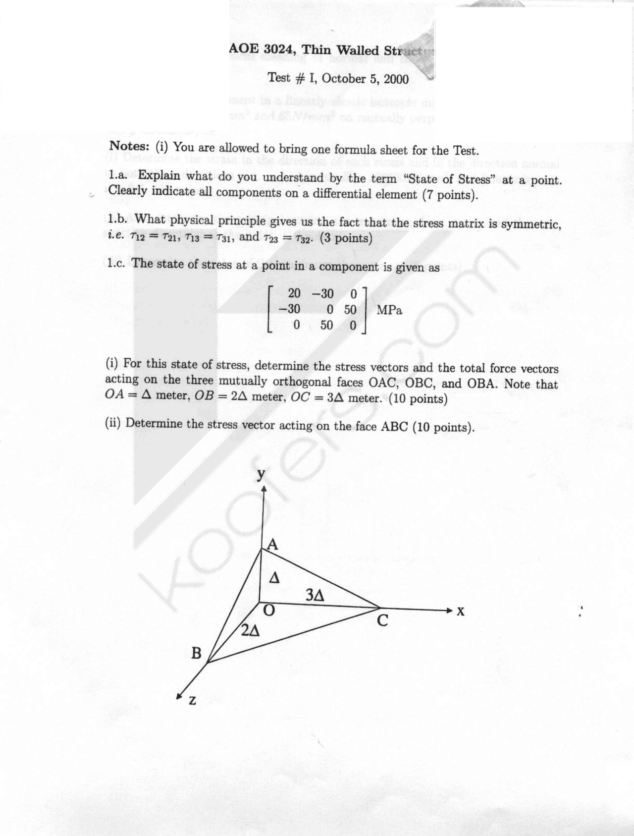 Resolution For Test 1 Thin Walled Structures Aoe 3024 Docsity