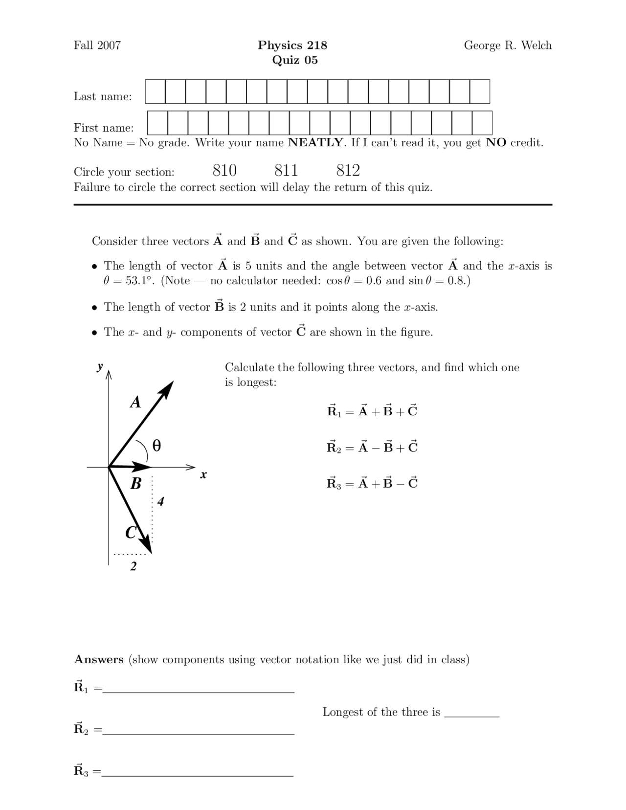 Calculate the Speed of Vectors in Mechanics - Quiz 5 | PHYS 218 - Docsity