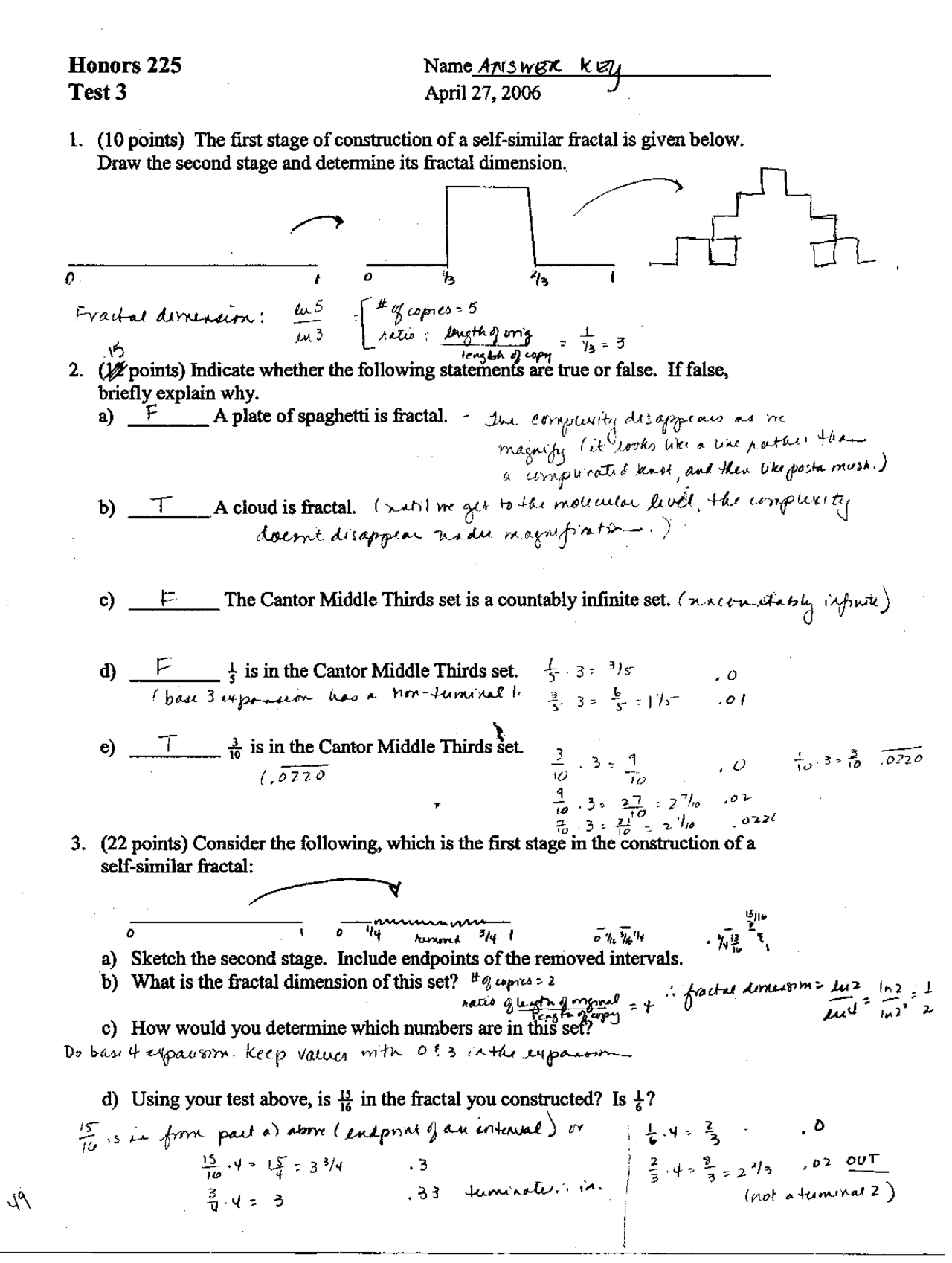 Test 3 With Solutions Topics In Quantitative Analysis Hnrs 226 Docsity