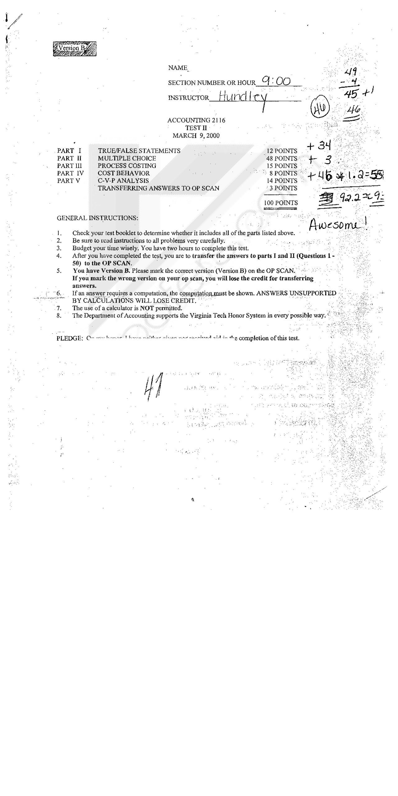 Principles Of Accounting Solved Past Paper 2000 Acis 2116 Docsity
