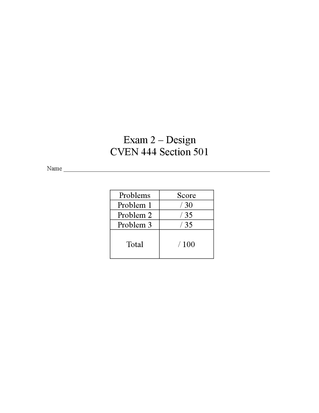 5 Questions Exam 2 For Structure Concrete Design Cven 444 Docsity