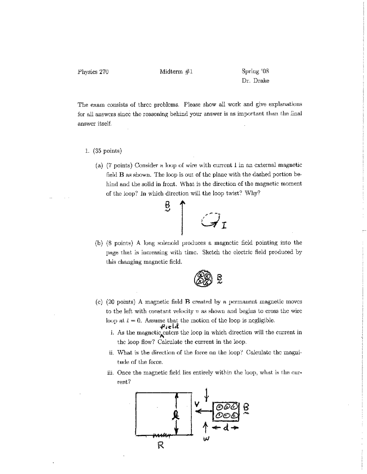 Electrodynamics Light Relativity And Modern Physics Midterm Exam 1