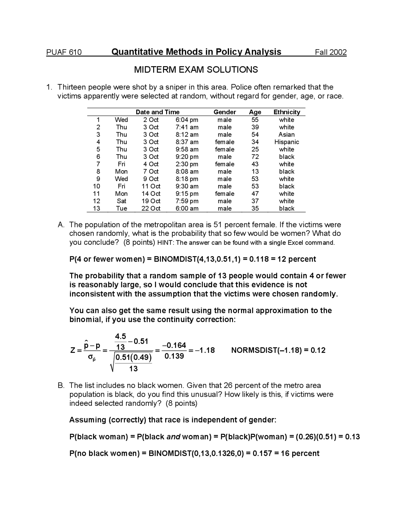 Solved Problems On Population Of Metropolitan Area Midterm Exam