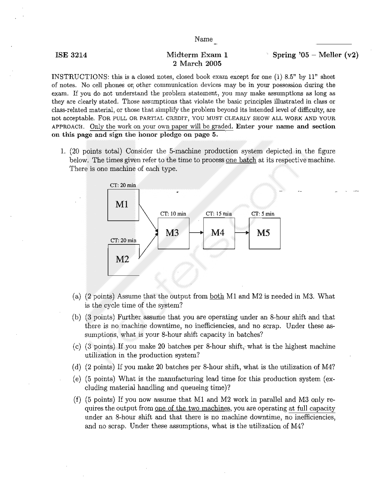 Solved Midterm Exam 1 Facility Planning And Material Handling Ise
