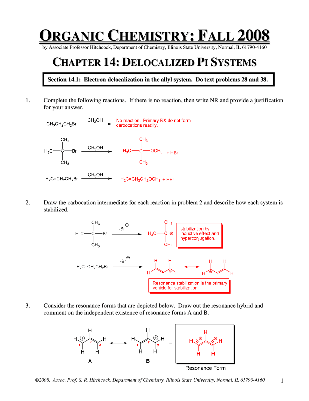 Delocalized Pi Systems - Organic Chemistry I | CHE 230.00 - Docsity