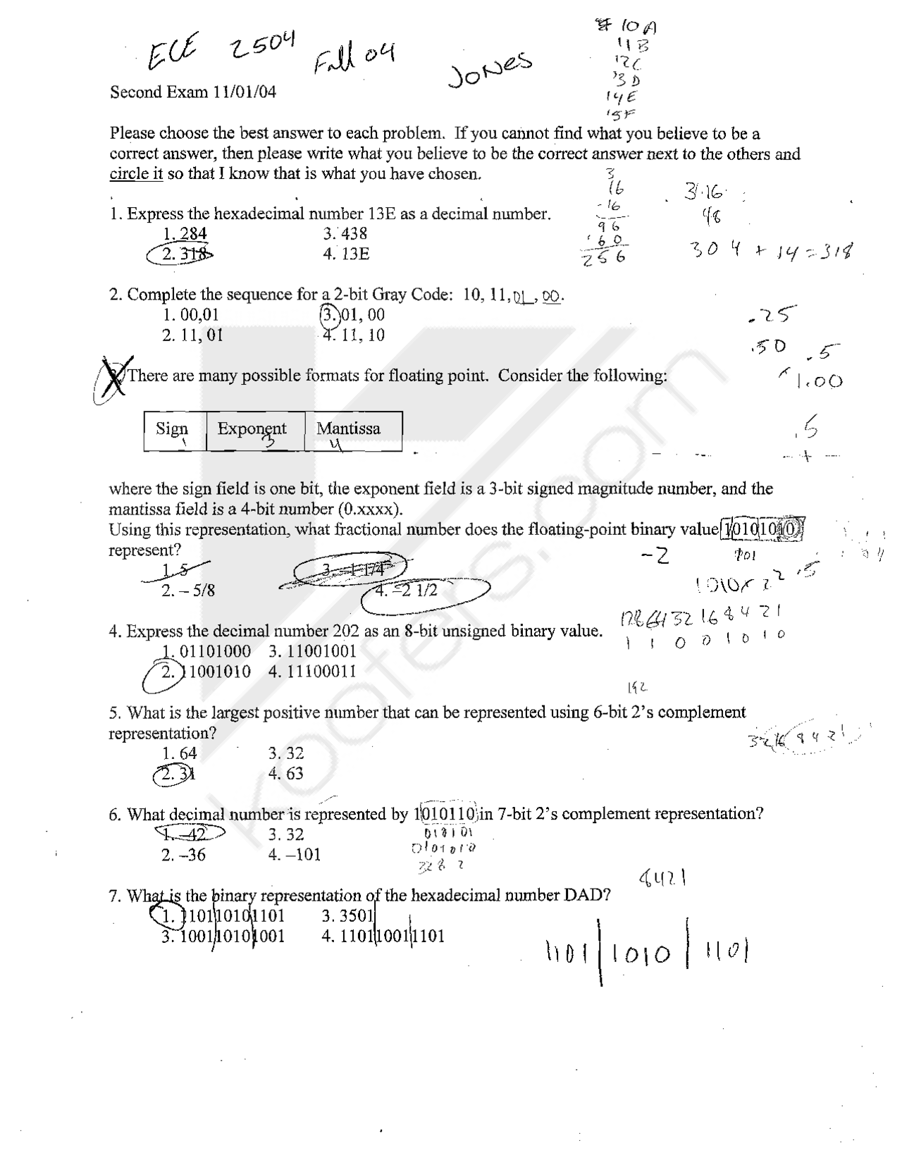 Second Exam With Answers For Introduction To Computer Engineering Ece