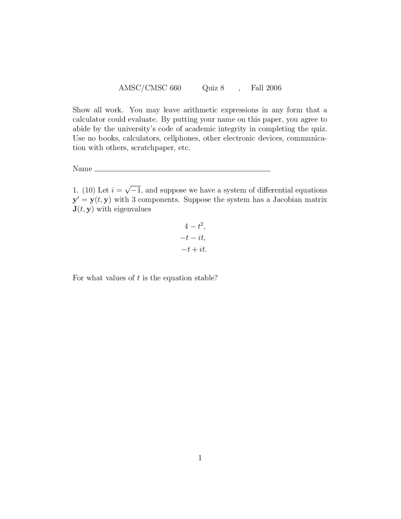 Scientific Computing I Quiz 8 Questions Amsc 660 Quizzes