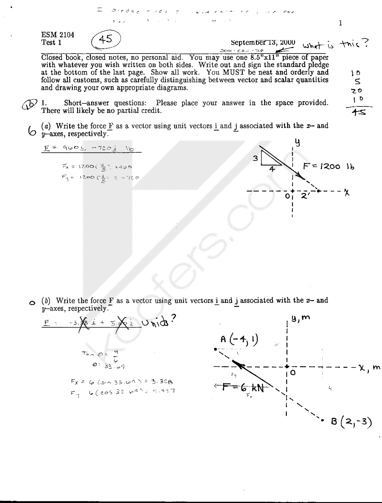 Exam 1 Questions With Answer Statics Esm 2104 Exams Statics Docsity