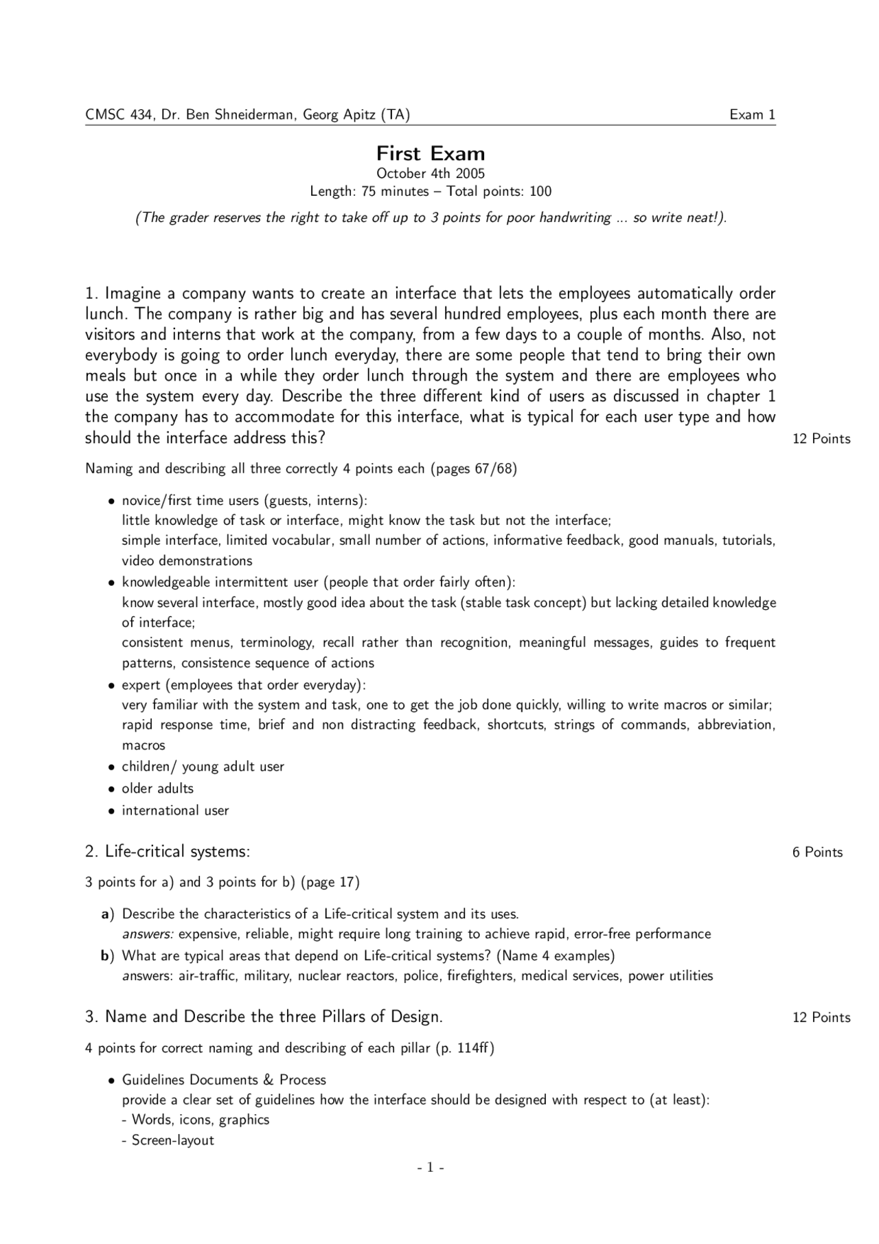 Exam 1 Solved 7 Questions Of Introduction To Human Computer Interaction Cmsc 434 Exams
