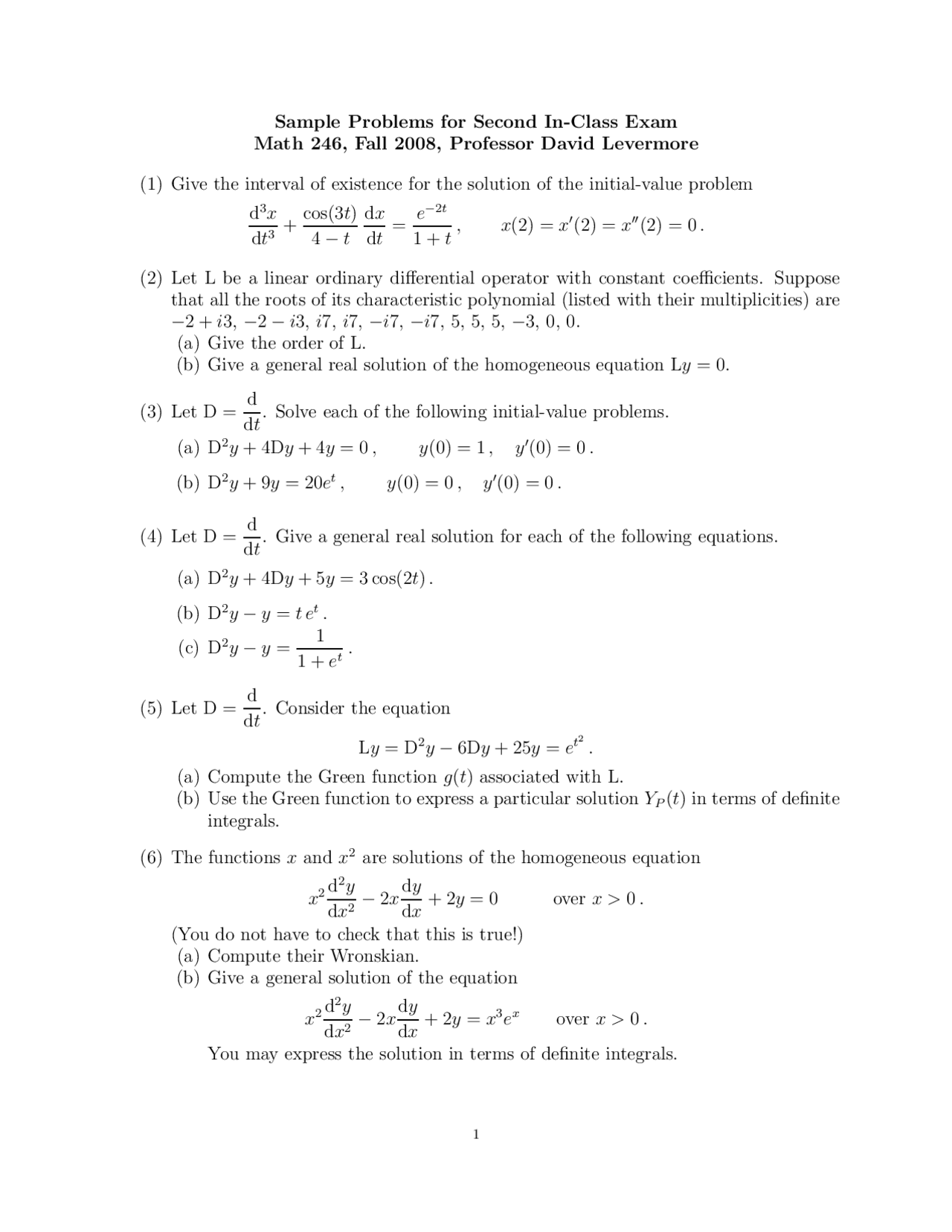 9 Problems Exam 2 Differential Equation For Scientists And Engineers