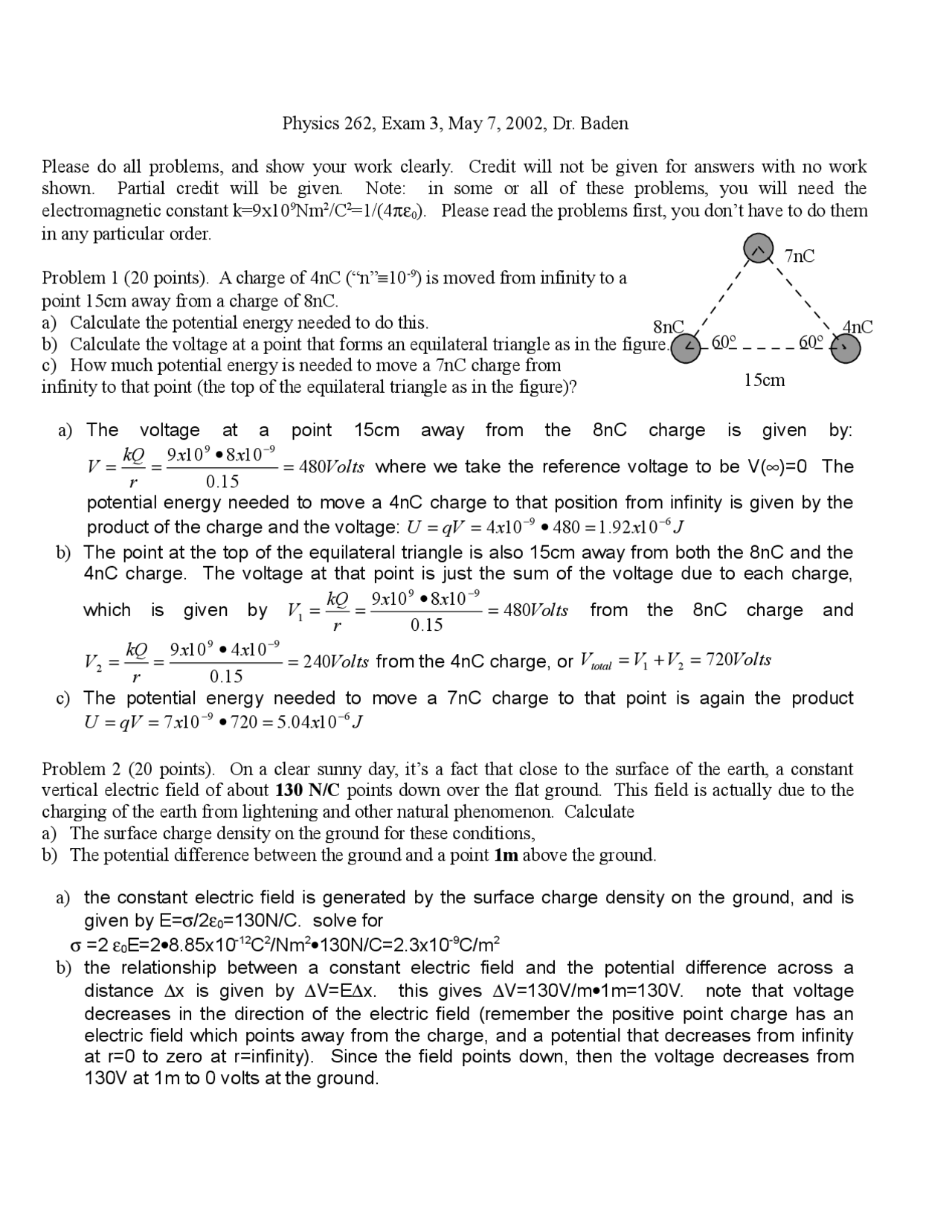 5 Solved Problems On Capacitance Of Circuit Exam 3 Phys 262 Docsity